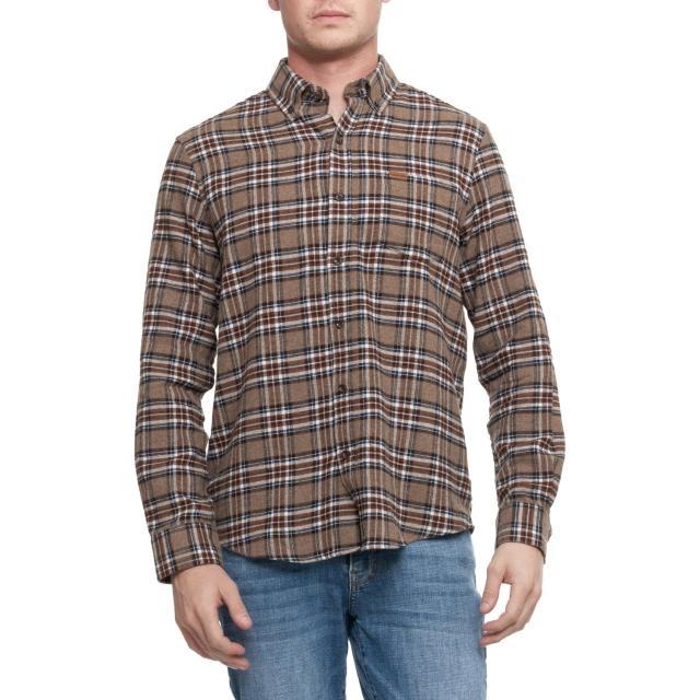 (取寄) ランズエンド レイクサイド フランネル シャツ - ロング スリーブ Lands' End Lakeside Flannel Shirt - Long Sleeve Heather/Brown