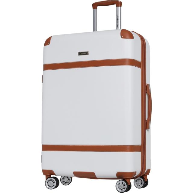 (取寄) ロンドン フォグ 28インチ ビンテージ リ スピナー - ハードサイド, エクスパンダブル, London Fog 28” Vintage II Spinner - Hardside, Expandable, White-Caramel  White/Caramel