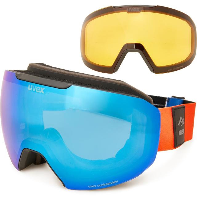 (取寄) ウベックス エピック アトラクト スキー ゴーグルズ - エクストラ レンズ uvex Epic Attract Ski Goggles - Extra Lens  Black/Blue