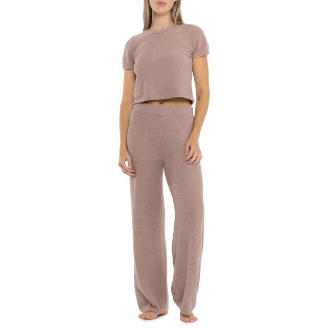 (取寄) カップケーキ＆カシミア テディ コージー シャツ アンド ワイド-レッグ パンツ ラウンジ セット - ショート スリーブ Cupcakes & Cashmere Teddy Cozy Shirt and Wide-Leg Pants Lounge Set - Short Sleeve  Dark Mushroom