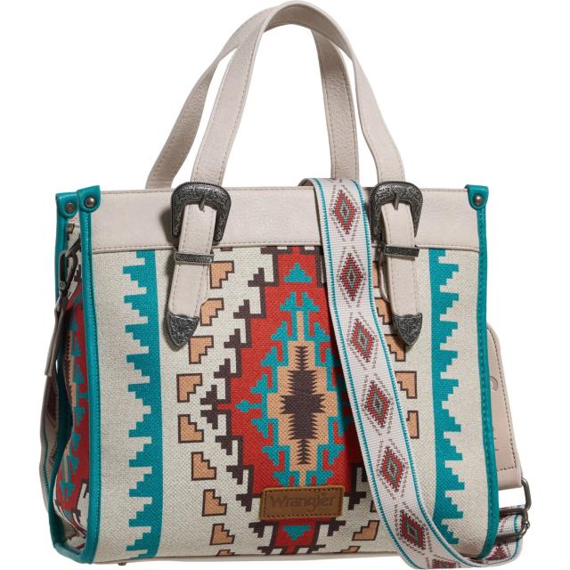 (取寄) ラングラー サッチェル ウィズ バックルズ Wrangler Aztec-Print Satchel with Buckles  Turquoise