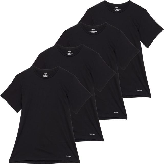 (取寄) カルバンクライン クルー ネック T-シャツ - 4-パック, ショート スリーブ   Crew Neck T-Shirt - 4-Pack, Short Sleeve  Black/Black/Black/Black