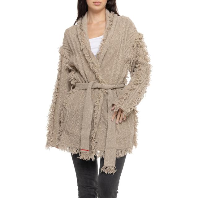 (取寄) グレイソン オーディン ラグゼ ケーブルニット カーディガン セーター - ウール, カシミヤ, ロング スリーブ Greyson Odin Luxe Cable-Knit Cardigan Sweater - Wool, Cashmere, Long Sleeve  Fawn Heather