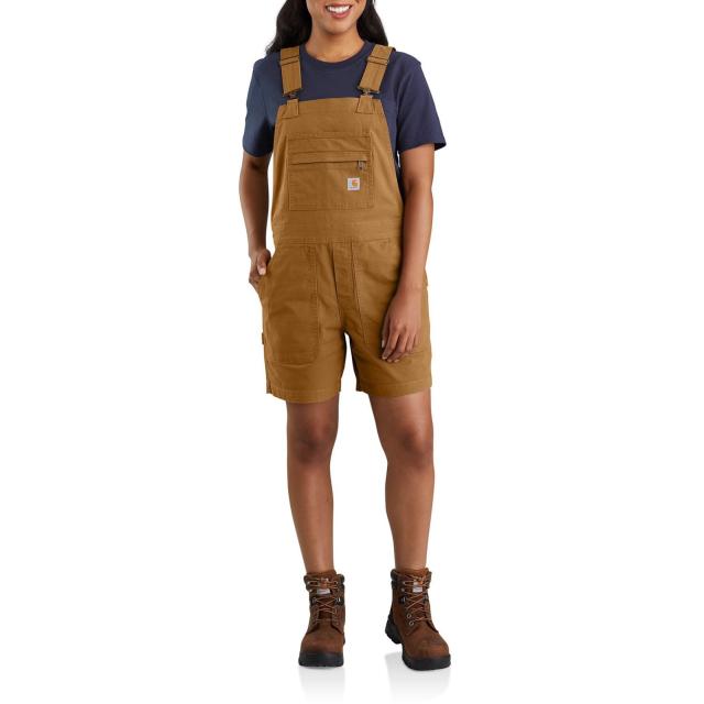 (取寄) カーハート ラギッド フレックス リラックスド-フィット フィット キャンバス ショートオールズ Carhartt 105268 Rugged Flex Relaxed Fit Canvas Shortalls Carhartt Brown