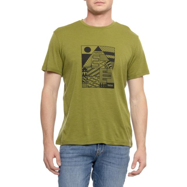 (取寄) ライトウェイト マウンテン アート T-シャツ - メリノ ウール, ロング スリーブ Trew Gear Lightweight Mountain Art T-Shirt - Merino Wool, Long Sleeve  Olive
