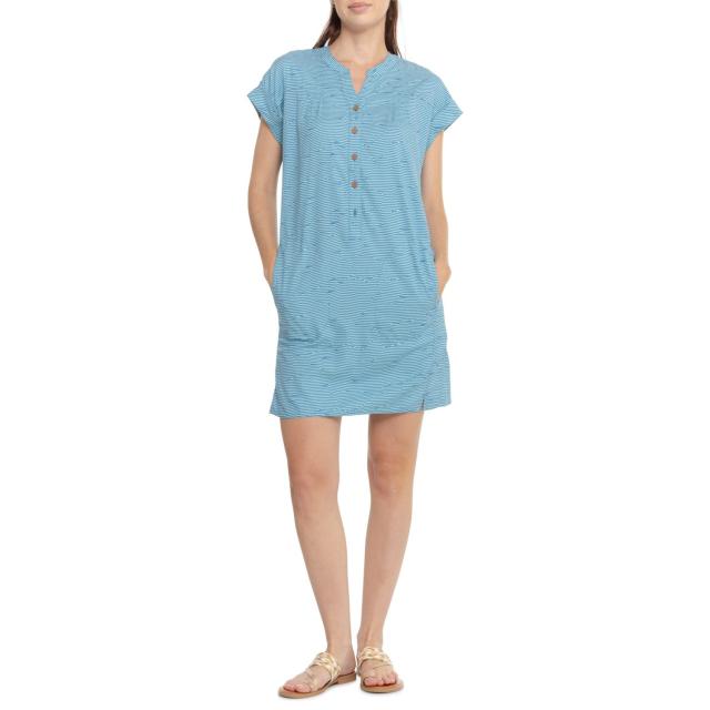 (取寄) シェルパ アドベンチャー ギア タル シャツ ドレス - オーガニック コットン, ショート スリーブ Sherpa Adventure Gear Tharu Shirt Dress - Organic Cotton, Short Sleeve  Azule Stripe