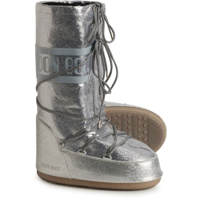 (取寄) レディース メイド イン ヨーロッパ アイコン グリッター ブーツ MOON BOOTS women Made in Europe Icon Glitter Boots (For Women)  002-Silver