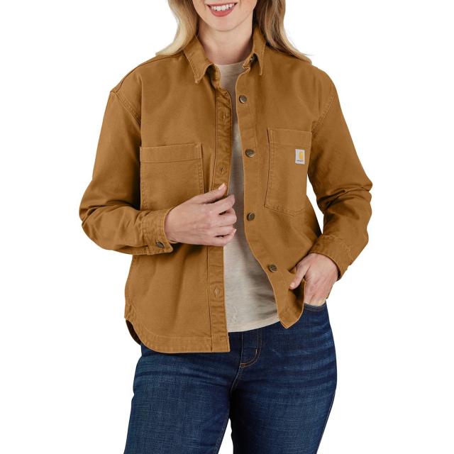 (取寄) カーハート プラス ラギッド フレックス ルーズ フィット ヘビーウェイト ダック シャツ - ロング スリーブ Carhartt 106621 Plus Rugged Flex Loose Fit Heavyweight Duck Shirt - Long Sleeve Carhartt Brown