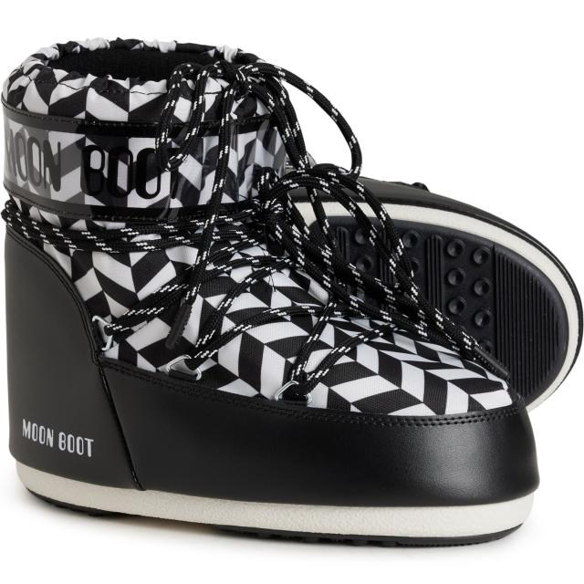 (取寄) レディース メイド イン ヨーロッパ アイコン ロウ オプティカル ブーツ MOON BOOTS women Made in Europe Icon Low Optical Boots (For Women)  Black/White