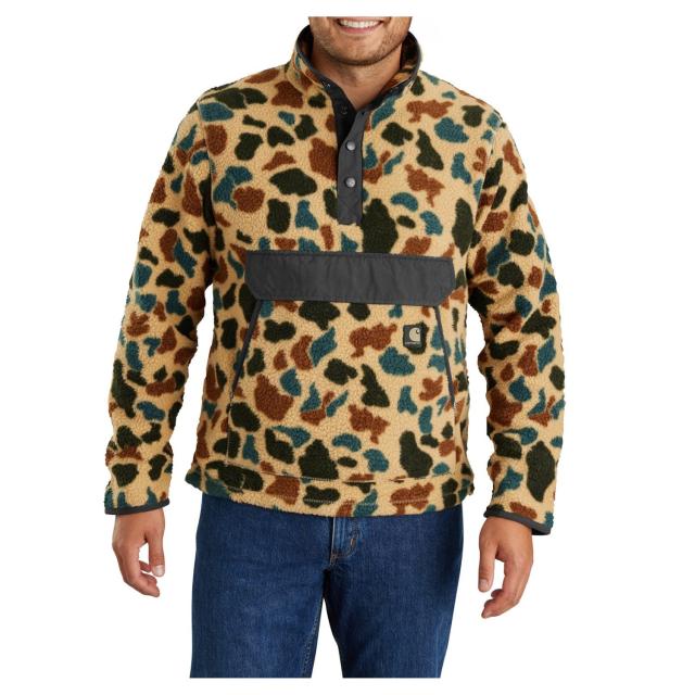 (取寄) カーハート 104991 ビッグ アンド トール リラックスド-フィット フィット フリース ジャケット - スナップ ネック Carhartt 104991 Big and Tall Relaxed Fit Fleece Jacket - Snap Neck 1972 Duck Camo