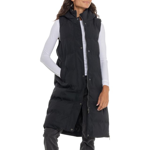 (取寄) キョーダンアウトドア ロング キルテッド フーデット パファー ベスト - インサレーテッド Kyodan Outdoor Long Quilted Hooded Puffer Vest - Insulated  Black