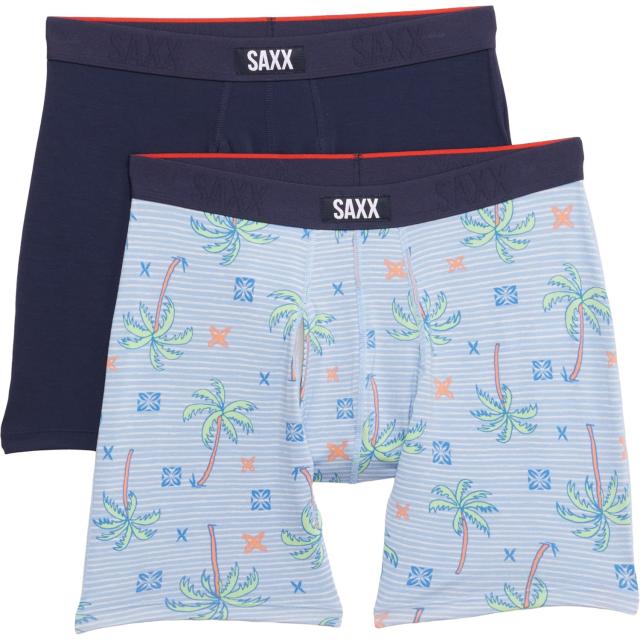 (取寄) サックス ヴィーブ エクストラ ボクサー ブリーフ - 2-パック SAXX Vibe Xtra Boxer Briefs - 2-Pack  Palmtastic/Navy
