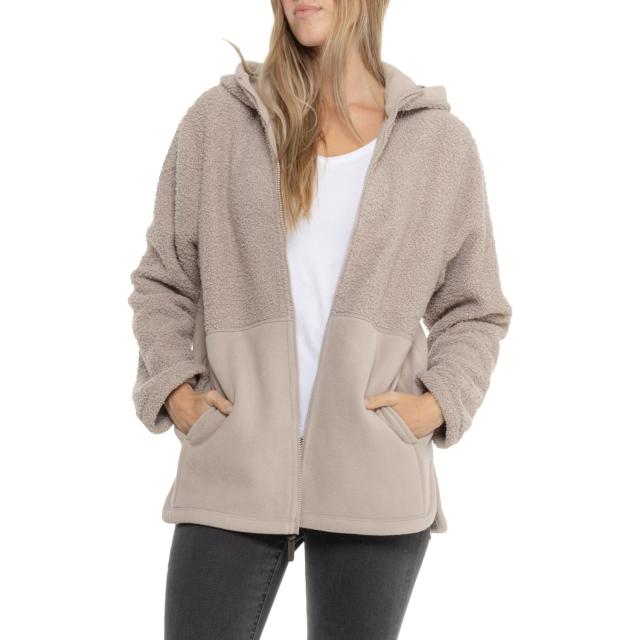 (取寄) ランズエンド フリース-ボンデッド シェルパ ブーディ - フル ジップ Lands' End Fleece-Bonded Sherpa Hoodie - Full Zip Taupe