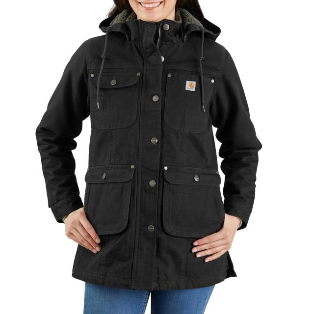 (取寄) カーハート プラス ルーズ フィット ウェザード ダック コート - インサレーテッド Carhartt 105512 Plus Loose Fit Weathered Duck Coat - Insulated Black