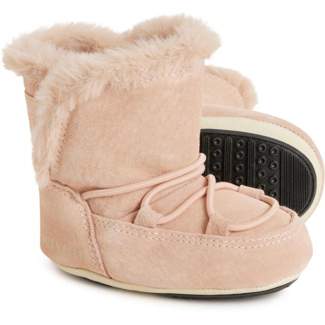 (取寄) リトル ガールズ クリブ スエード ブーツ MOON BOOTS Little Girls Crib Suede Boots  003-Pale Pink