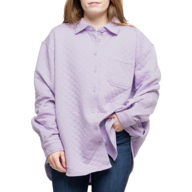 (取寄) ランズエンド キルテッド ビッグ シャツ - ロング スリーブ Lands' End Quilted Big Shirt - Long Sleeve Orchid