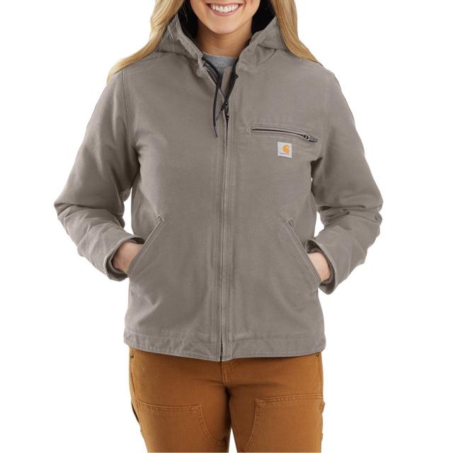 (取寄) カーハート 104292 ウォッシュド ダック ジャケット - シェルパ ライン Carhartt 104292 Washed Duck Jacket - Sherpa Lined Taupe Gray