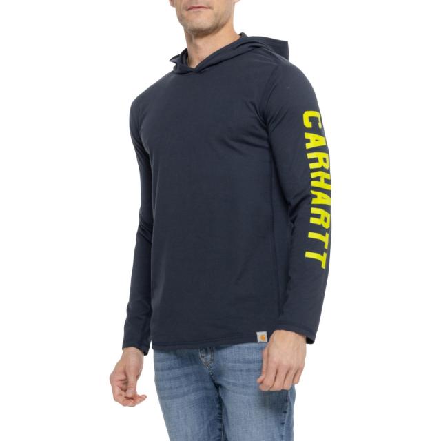 (取寄) カーハート フォース リラックスド-フィット フィット ミッドウエイト グラフィック フーデット T-シャツ - Upf 25, ロング スリーブ Carhartt 106654 Force Relaxed Fit Midweight Graphic Hooded T-Shirt - UPF 25, Long Sleeve Navy