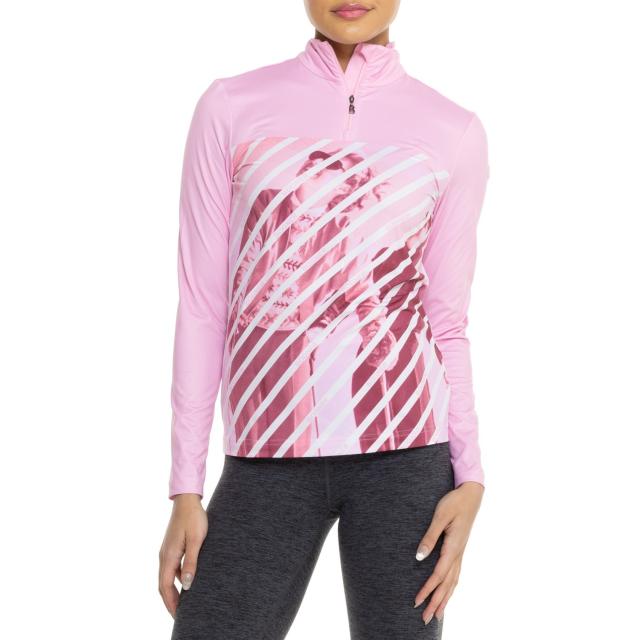 (取寄) ボグナー ベリン1 テクニカル ベース レイヤー トップ - ジップ ネック, ロング スリーブ Bogner Beline1 Technical Base Layer Top - Zip Neck, Long Sleeve  Pink Diagonal Women Photo Print