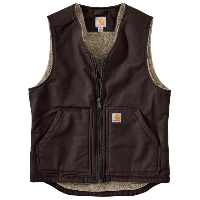 (取寄) カーハート 104394 ウォッシュド ダック シャルパラインド ベスト Carhartt 104394 Washed Duck Sherpa-Lined Vest Dark Brown