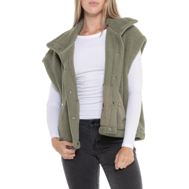 (取寄) アスペン オーバーサイズ スナップ フロント フリース ベスト - フォア ウィメンズ Aspen OVERSIZED SNAP FRONT FLEECE VEST -  FOR WOMEN  Green