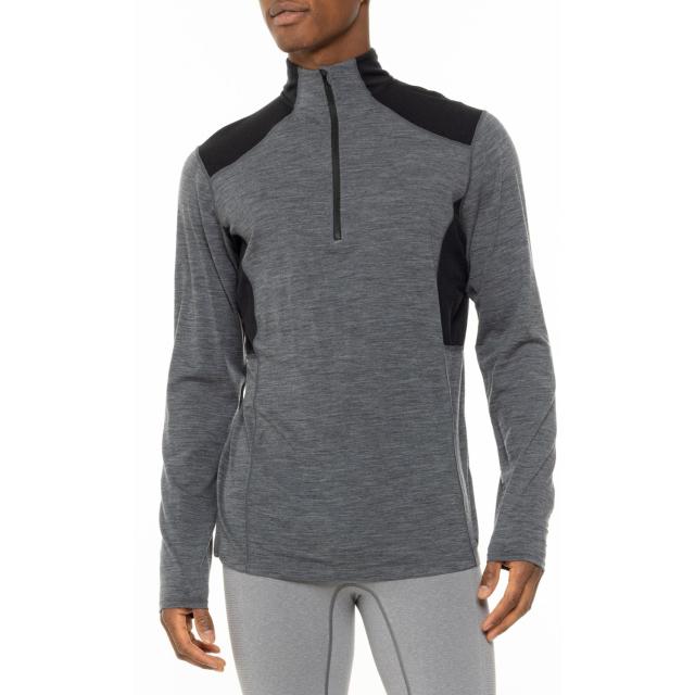 (取寄) ホットチリ クリマ-ウール ベース レイヤー トップ - メリノ ウール, Upf 30+, ジップ ネック, ロング スリーブ Hot Chillys Clima-Wool Base Layer Top - Merino Wool, UPF 30+, Zip Neck, Long Sleeve  Grht/Black