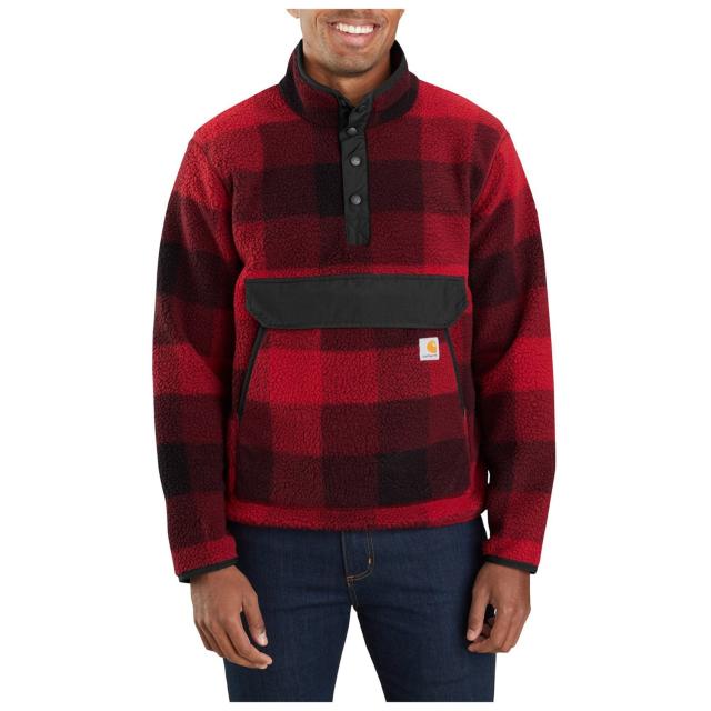 (取寄) カーハート 104991 ビッグ アンド トール リラックスド-フィット フィット フリース ジャケット - スナップ ネック Carhartt 104991 Big and Tall Relaxed Fit Fleece Jacket - Snap Neck Oxblood Plaid