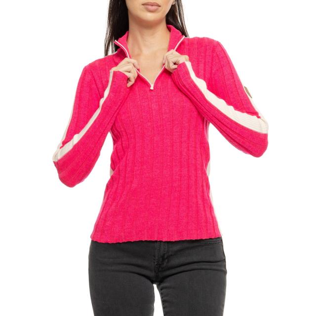 (取寄) マイスター ジーニー セーター - ジップ ネック Meister Jeannie Sweater - Zip Neck  Hot Pink/White