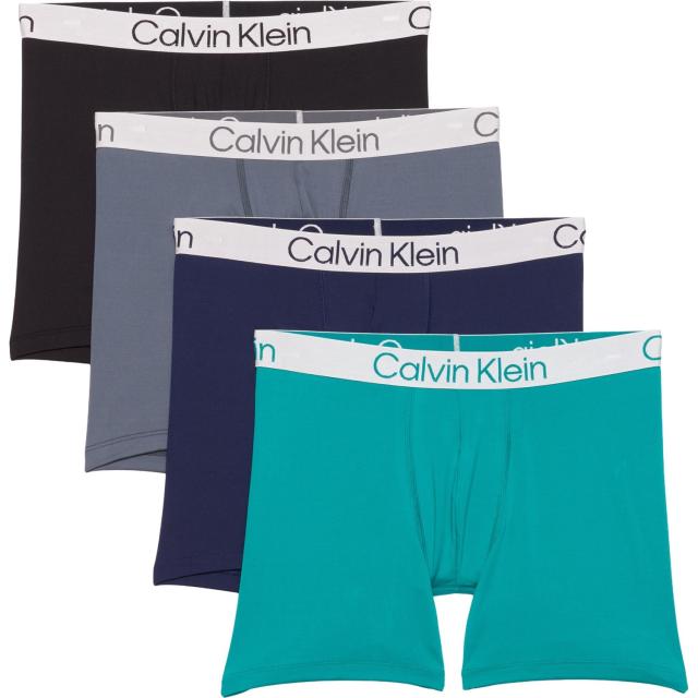 (取寄) カルバンクライン クロマチック マイクロファイバー ボクサー ブリーフ - 4-パック   Chromatic Microfiber Boxer Briefs - 4-Pack  Black/Fanfare/Peacoat/Turbulence