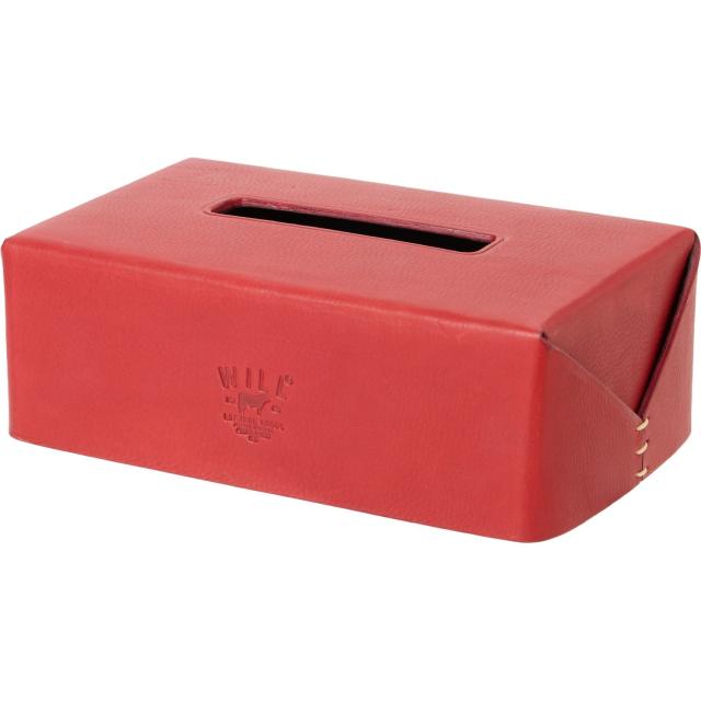 (取寄) リクタンギュラー ティッシュー ボックス - Will Leather Goods Rectangular Tissue Box - 9.75x6x3.5”  Red