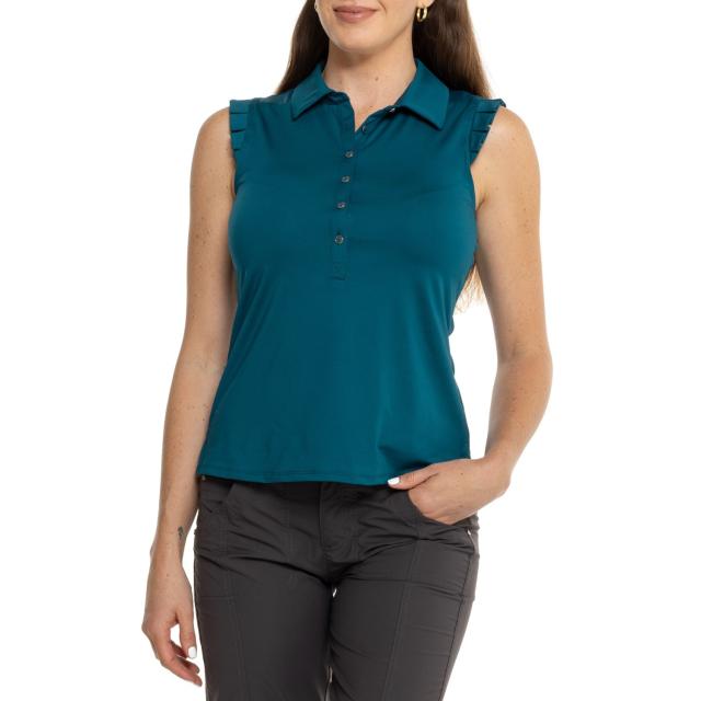 (取寄) シグリッドオルセン ソリッド フラッター タンク ポロ シャツ - スリーブレス Sigrid Olsen Solid Flutter Tank Polo Shirt - Sleeveless  Deep Dive