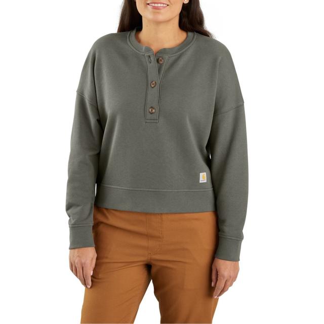 (取寄) カーハート プラス ルーズ フィット ミッドウエイト フレンチ テリー ヘンリー セーター Carhartt 106182 Plus Loose Fit Midweight French Terry Henley Sweater Dusty Olive
