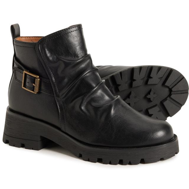 (取寄) ユーロソフトバイソフト レディース サイド バックル ルーシュド ブーツ Eurosoft by Sofft women Ariya Side Buckle Ruched Boots (For Women)  Black