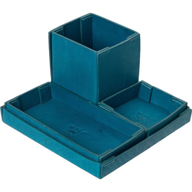 (取寄) デスク セット - レザー, 4ピース Will Leather Goods Desk Set - Leather, 4-Piece  Blue