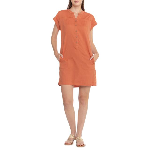 (取寄) シェルパ アドベンチャー ギア タル シャツ ドレス - オーガニック コットン, ショート スリーブ Sherpa Adventure Gear Tharu Shirt Dress - Organic Cotton, Short Sleeve  Aged Brick