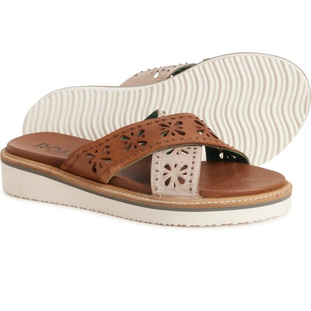 (取寄) ローン バイ ベッド ステュー レディース チャント X-バンド スライド サンダル ROAN BY BED STU women Chant X-Band Slide Sandals (For Women)  Tan Bone