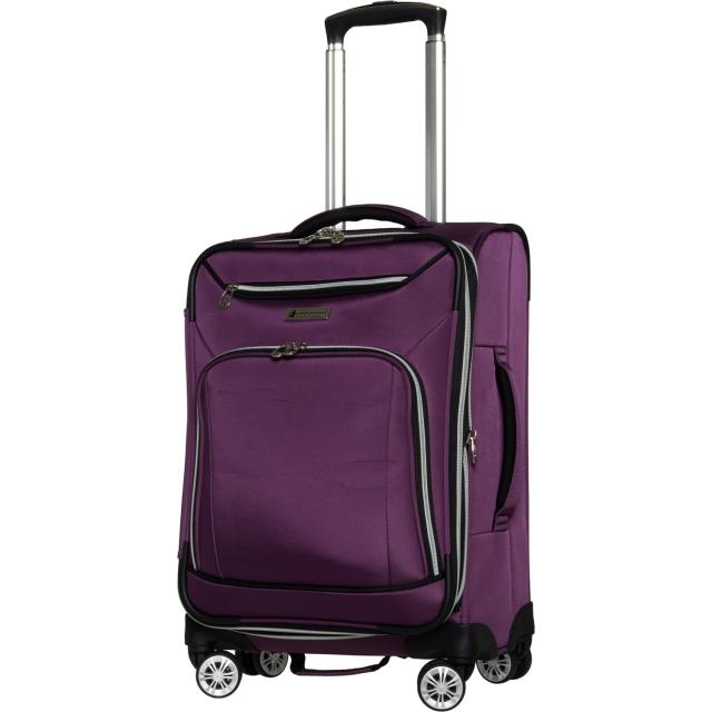 (取寄) ロンドン フォグ 20インチ キャリーオン スピナー スーツケース - ソフトサイド, エクスパンダブル, プラム London Fog 20” Coventry Carry-On Spinner Suitcase - Softside, Expandable, Plum  Plum