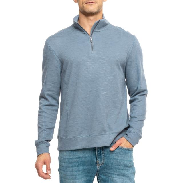 (取寄) ランズエンド ローガン スラブ モック ネック シャツ - ロング スリーブ ジップ ネック Lands' End Logan Slub Mock Neck Shirt - Long Sleeve, Zip Neck Iron Blue