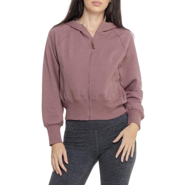 (取寄) アシックス ショート フリース ブーディ - フル ジップ ASICS Short Fleece Hoodie - Full Zip  Rose Taupe Heather