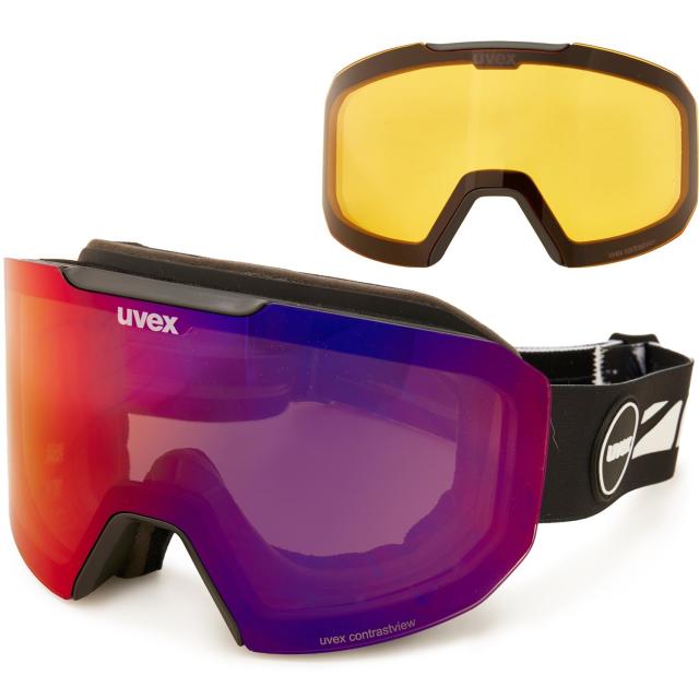 (取寄) ウベックス エヴィドント アトラクト スキー ゴーグルズ - エクストラ レンズ uvex Evidnt Attract Ski Goggles - Extra Lens  Black/Ruby