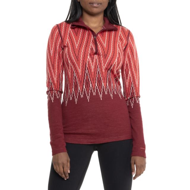 (取寄) カリトラ ジュリアン ベース レイヤー トップ - メリノ ウール, ジップ ネック, ロング スリーブ Kari Traa Juliane Base Layer Top - Merino Wool, Zip Neck, Long Sleeve  Rouge