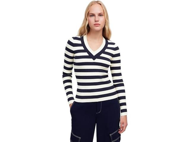 (取寄) メイドウェル レディース ストライプ V-ネック アーデン メリノ ストレッチ Madewell women Stripe V-Neck Arden Merino Stretch Navy Stripe