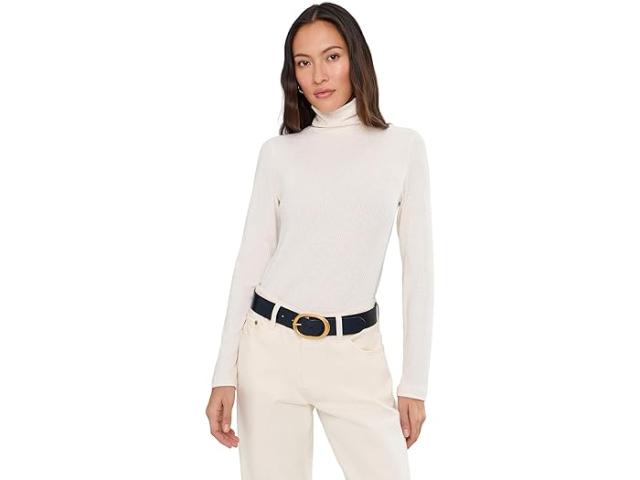 (取寄) メイドウェル レディース カバーステッチ タートルネック ドレイピー レーヨン リブ Madewell women Coverstitch Turtleneck Drapey Rayon Rib Heather Cream