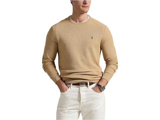 (取寄) ラルフローレン メンズ メッシュ-ニット コットン クルーネック セーター Polo Ralph Lauren men Mesh-knit Cotton Crewneck Sweater Camel Melange