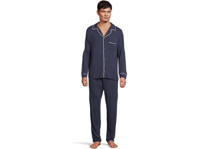 (取寄) エバージェイ メンズ ザ ウィリアム モーダル ロング Pj セット Eberjey men The William Modal Long PJ Set True Navy/Ivory