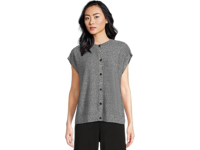 (取寄) アイリーン フィッシャー レディース オーガニック リネン コットン クルー ネック ベスト Eileen Fisher women Organic Linen Cotton Crew Neck Vest Black/White