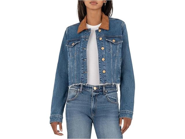 (取寄) カット フロム ザ クロス レディース ケリー クロップド ヘム KUT from the Kloth women Kerry Cropped Jacket-raw Hem Contrastcollar Affined