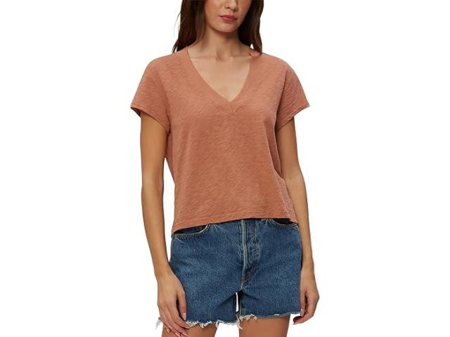 (取寄) マイケル スターズ レディース ハーラン クロップド V-ネック ティー Michael Stars women Harlan Cropped V-neck Tee Terra