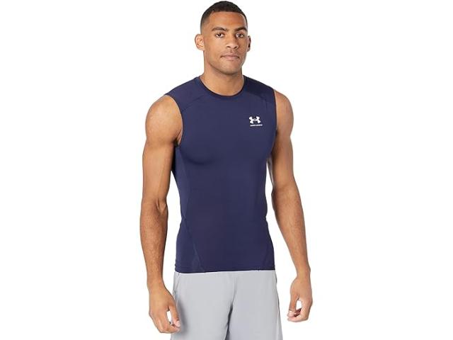 (取寄) アンダーアーマー メンズ ヒートギア アーマー コンプレッション スリーブレス Under Armour men Under Armour Heatgear Armour Compression Sleeveless Midnight Navy/White