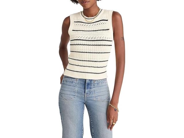 (取寄) メイドウェル レディース ティップ ステッチ ファム エリ ベスト Madewell women Tipped Stitch Femme Ellis Vest Jet Black Mini Stripe